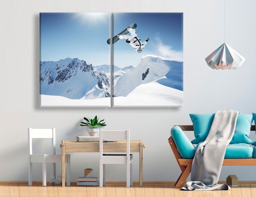 Snowboards and Ski Canvas Print Snow Mountain Wall Art Winter Sports ...
