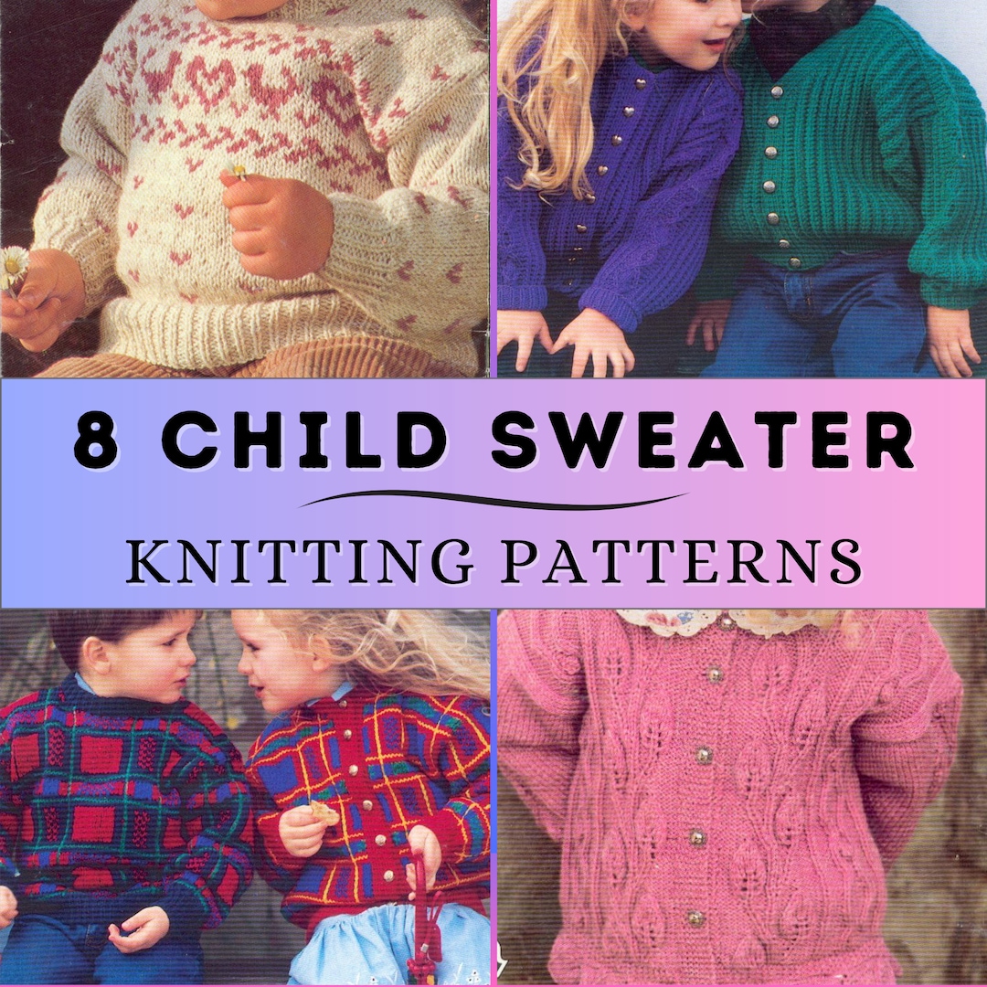 Children Knitting Patterns DK Bundle Boy Sweater Pattern Girl Knitted ...