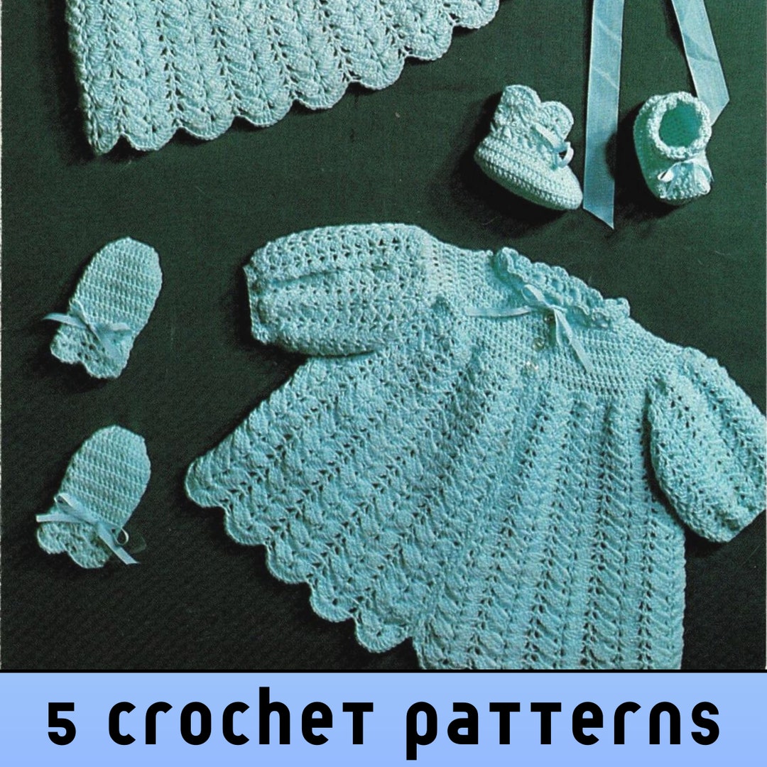 Crochet Pattern Baby Girl Layette Set 60s Vintage Newborn Baby Matinee ...