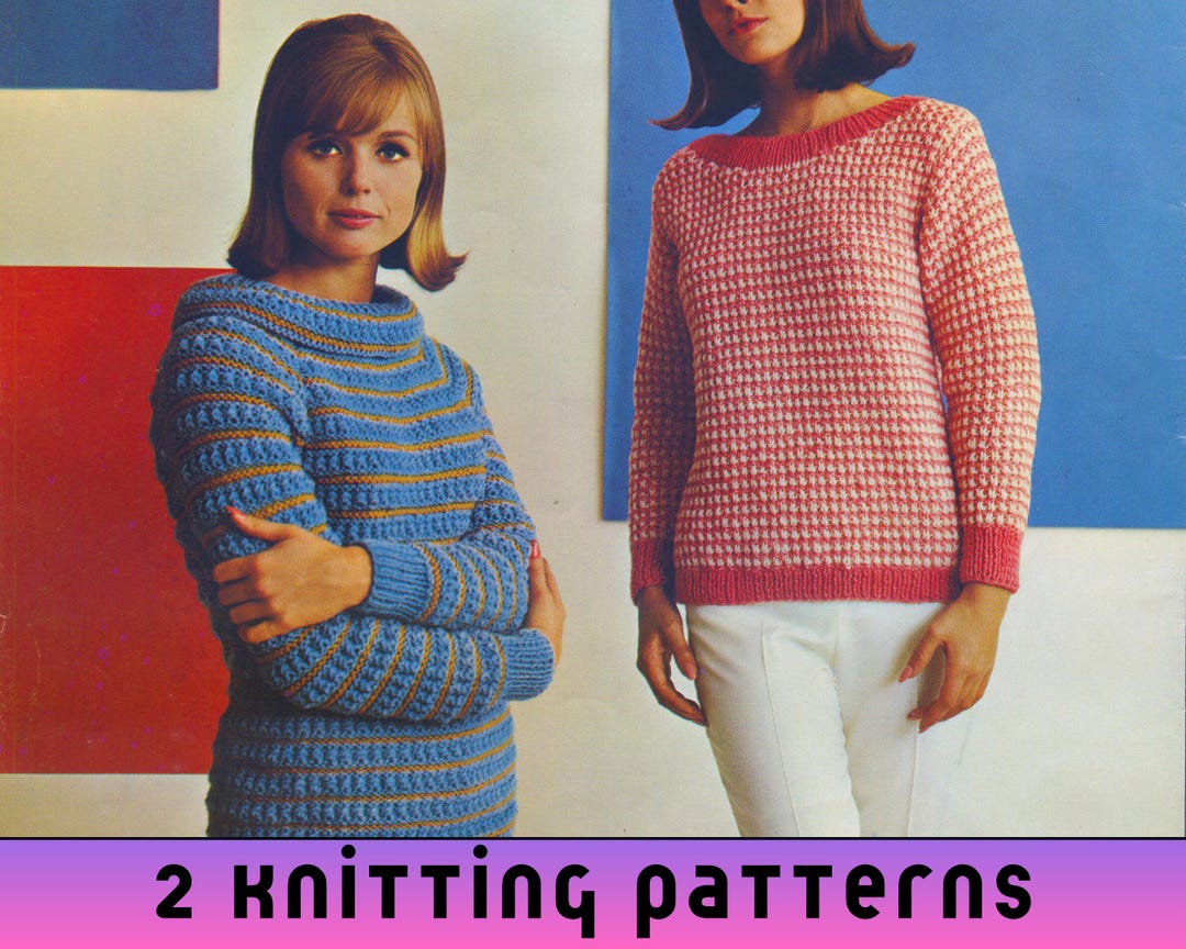 Fall Sweater Knitting Pattern Womens Cowl Neck Easy Knit Colorwork ...