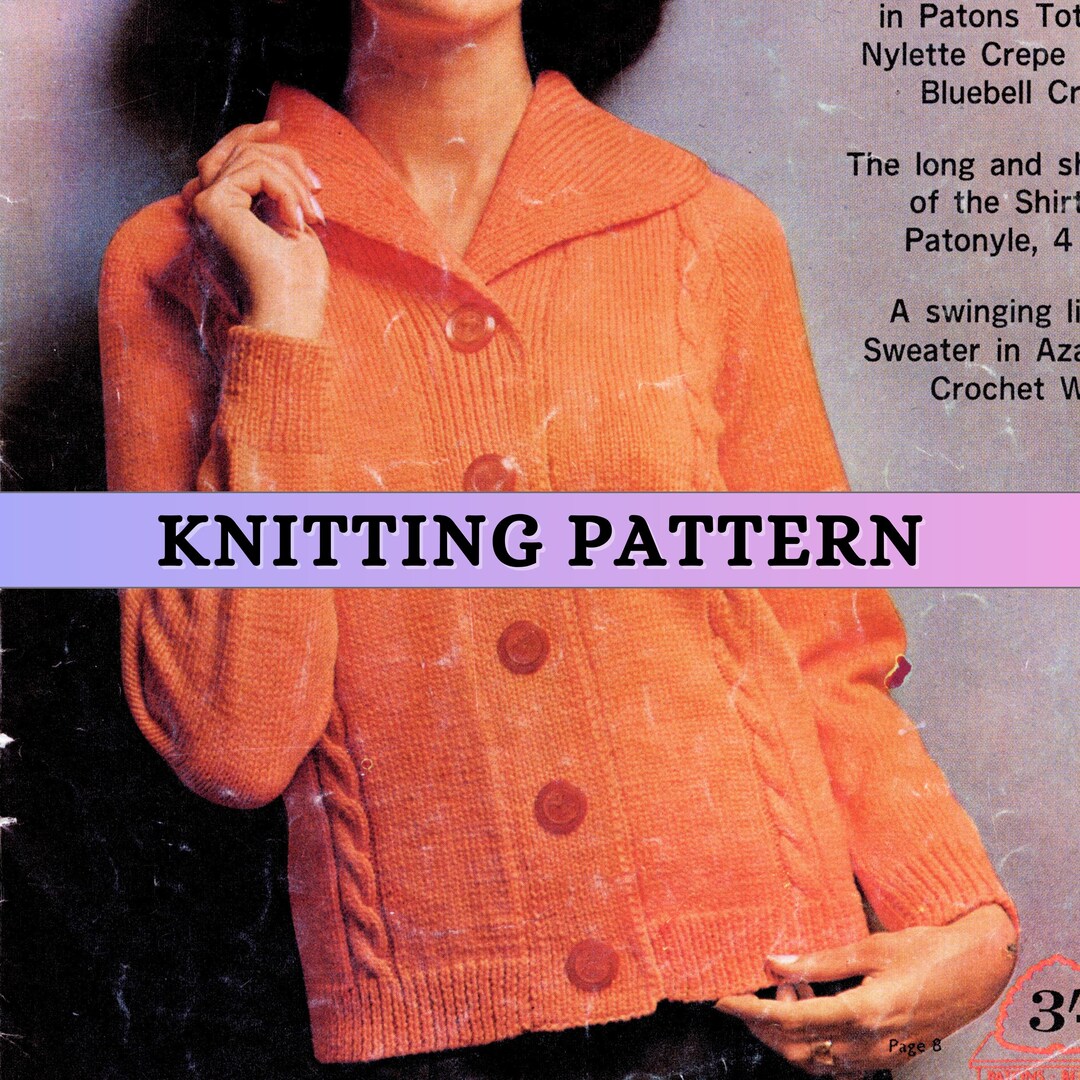 Collared Cardigan Knitting Pattern Women Easy Cables Jacket Aran ...