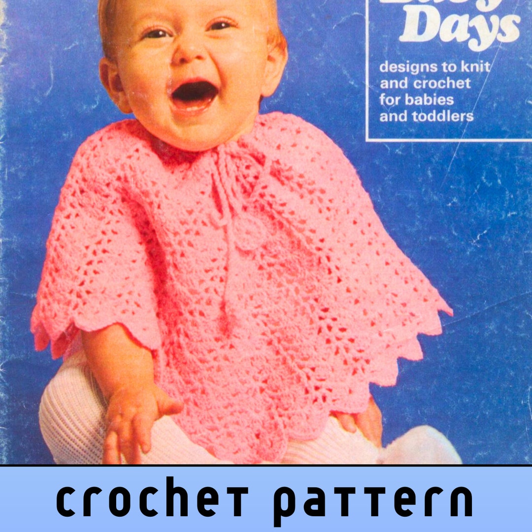 Baby Poncho Crochet Pattern Toddler Crochet Capelet Shawl 70s Vintage ...