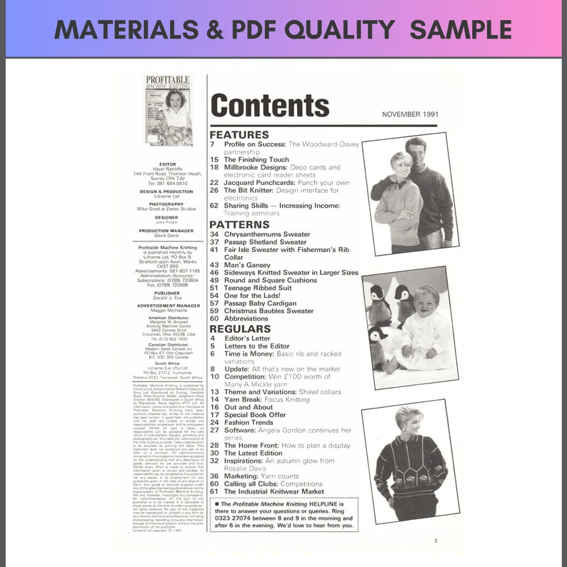 Machine Knitting Patterns Standard Gauge Flatbed Punchard Fair Isle ...