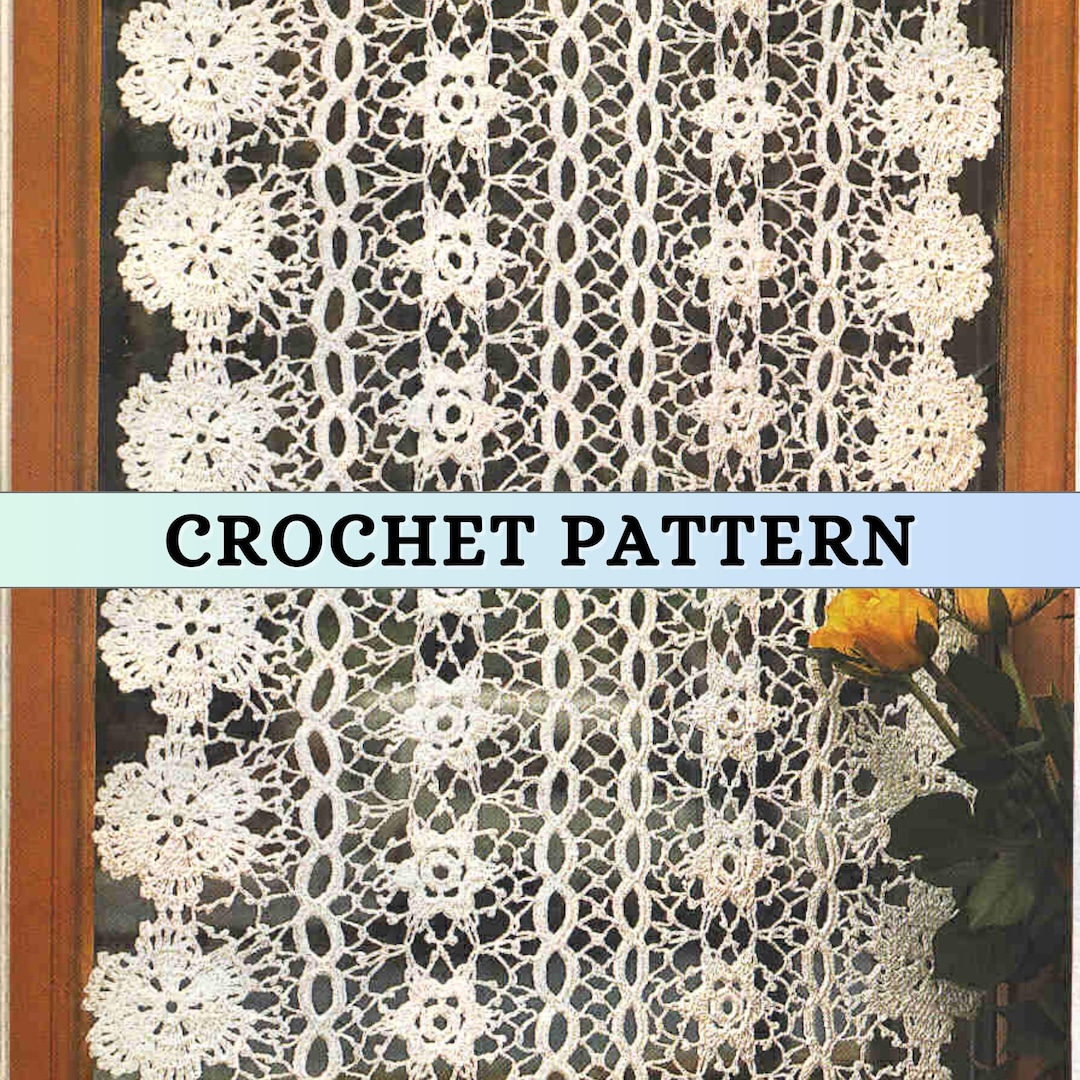 Crochet Lace Curtain Pattern Small Door Window Heirloom 80s Vintage ...