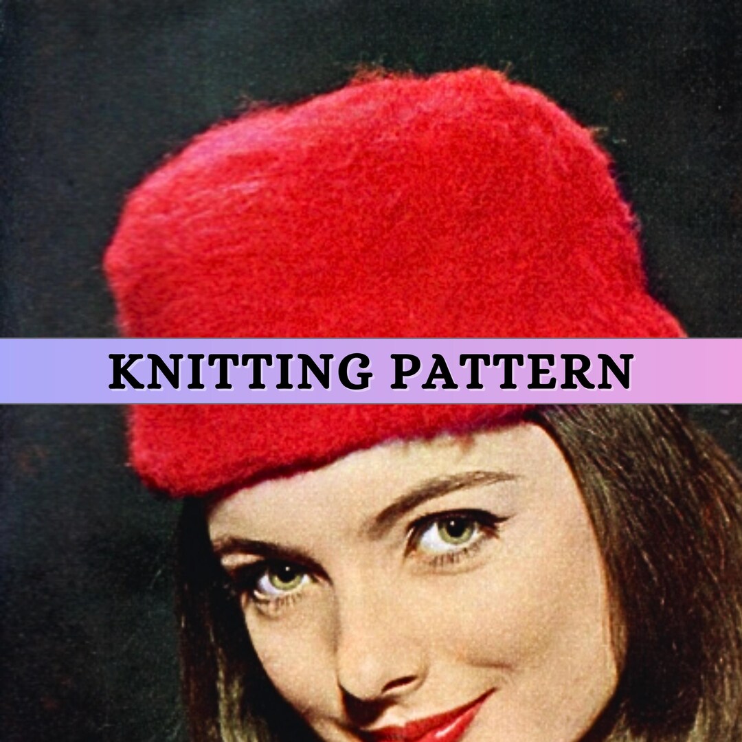 DK Hat Knitting Pattern Women's 60s Vintage Pillbox Hat Autumn Winter ...