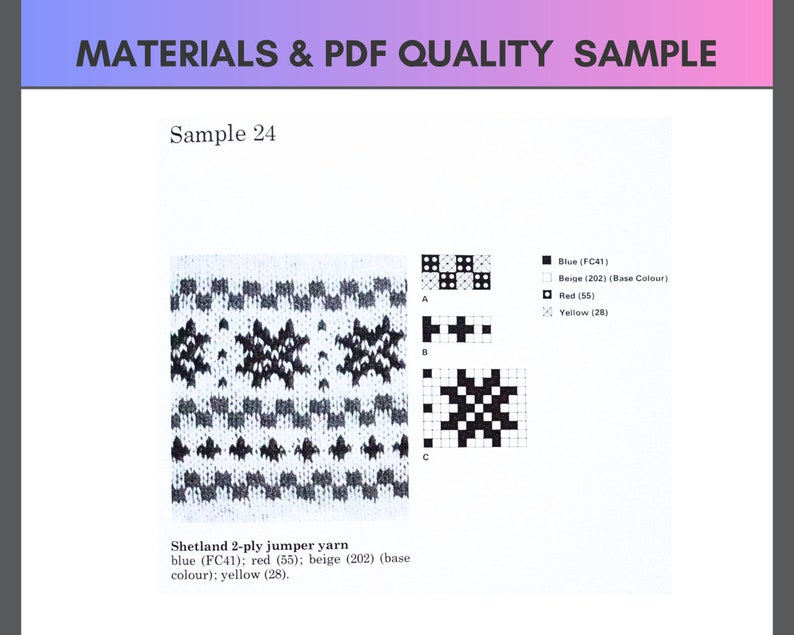 Fair Isle Knitting Chart Patterns Sample Stitch Bundle 70s Vintage ...