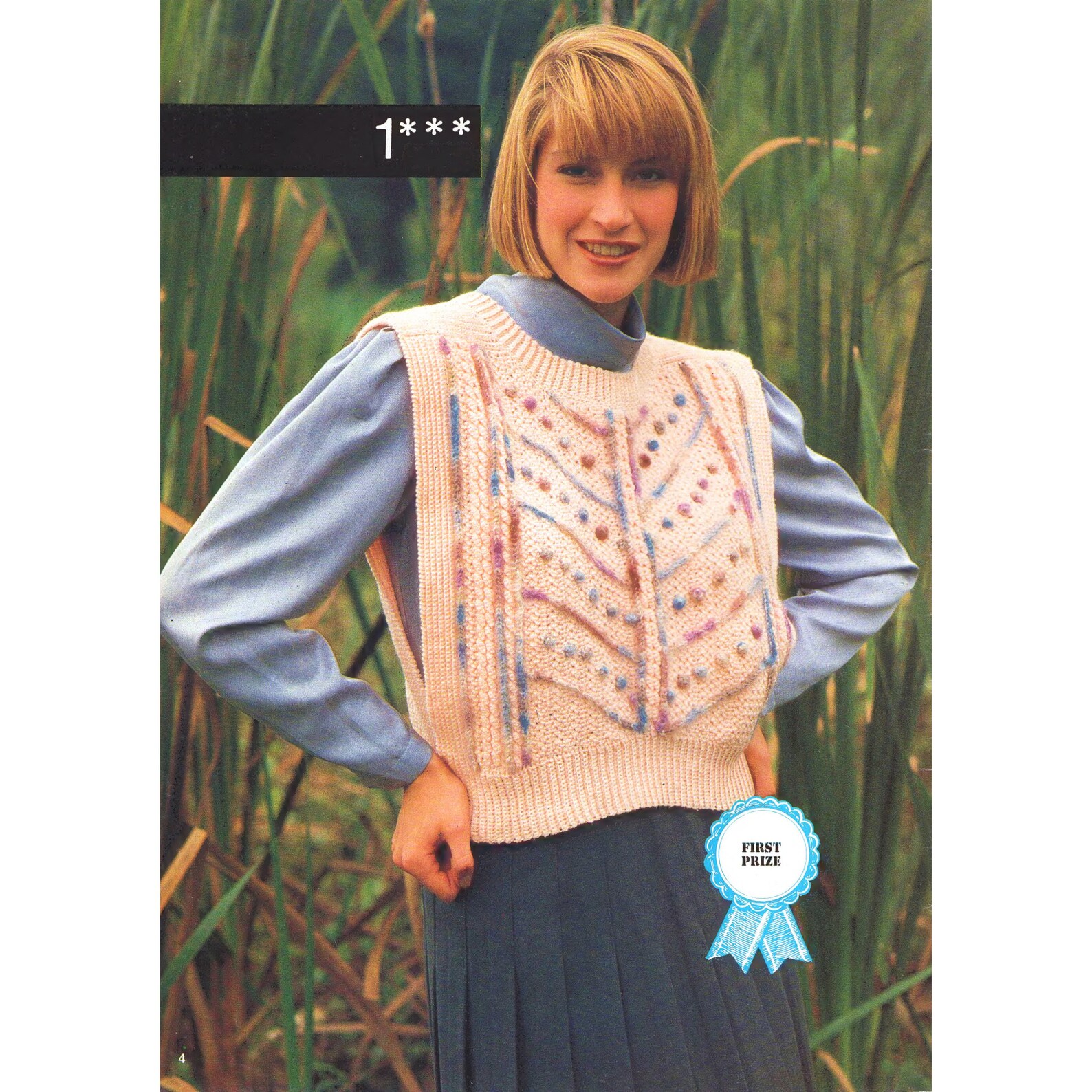 Vest Crochet Pattern Women Sleeveless Pullover Tabard Vest 80s Vintage ...