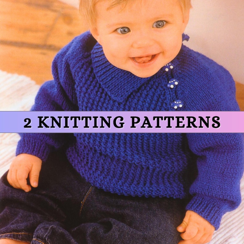 Baby Boy Sweater Knitting Pattern DK Baby Double Knit Raglan Jumper ...