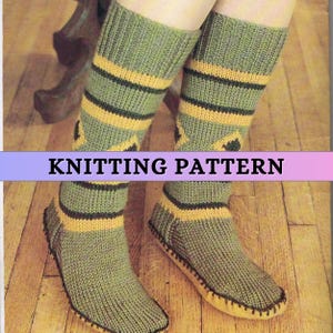 Slipper Socks Pattern Colorwork Knitting Pattern Worsted Weight Knit ...