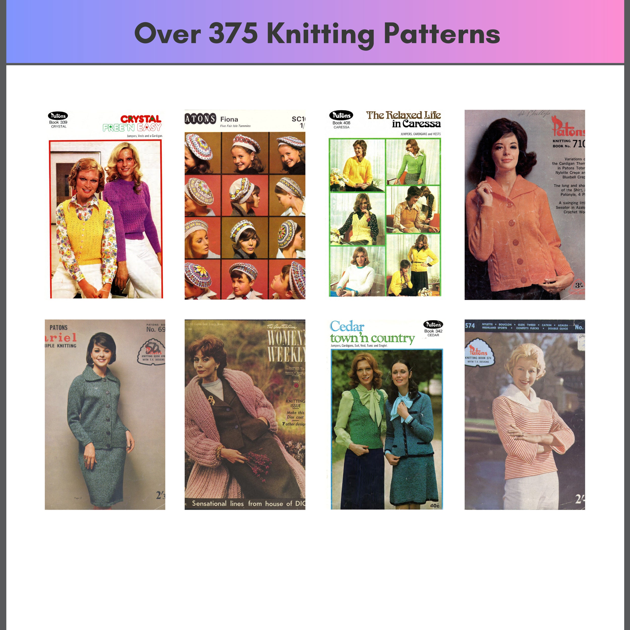375 Vintage Knitting Patterns for Women, Jumpers Patterns, Ladies ...