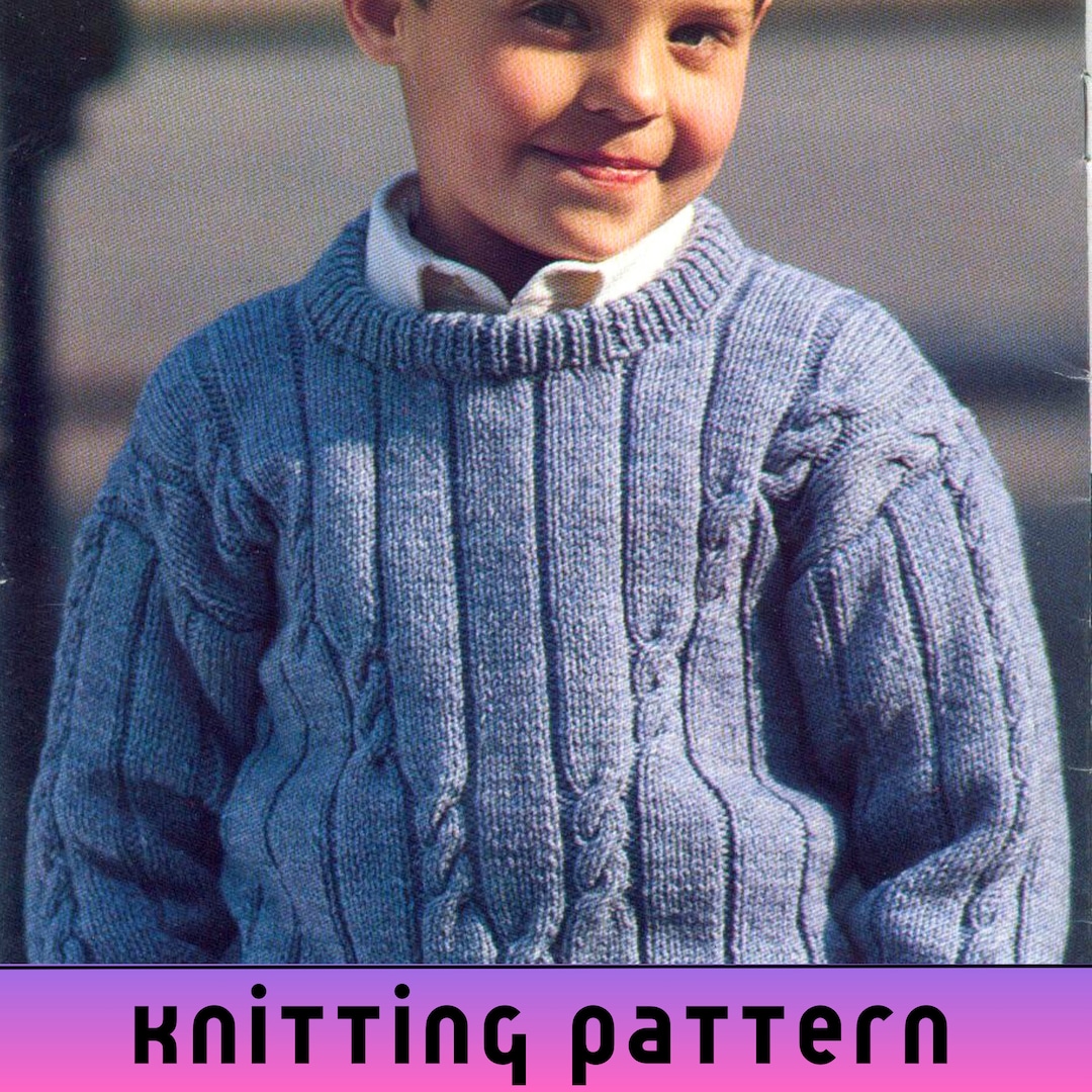 Boy Aran Sweater Knitting Pattern PDF, Childrens Knitting Patterns ...