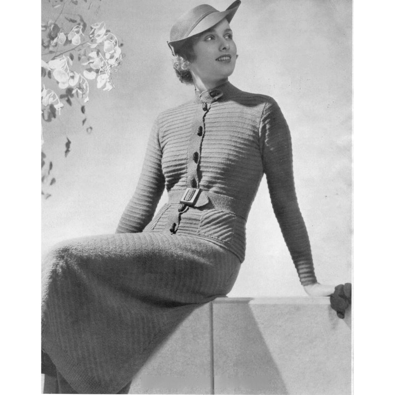 40s Knitting Pattern, Knitted Two Piece Set, Old Knitting Patterns for ...