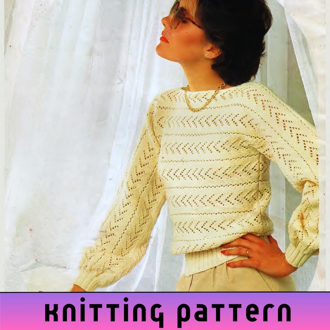 Boat Neck Sweater Knitting Pattern Lace Knit Jumper Summer Pattern ...