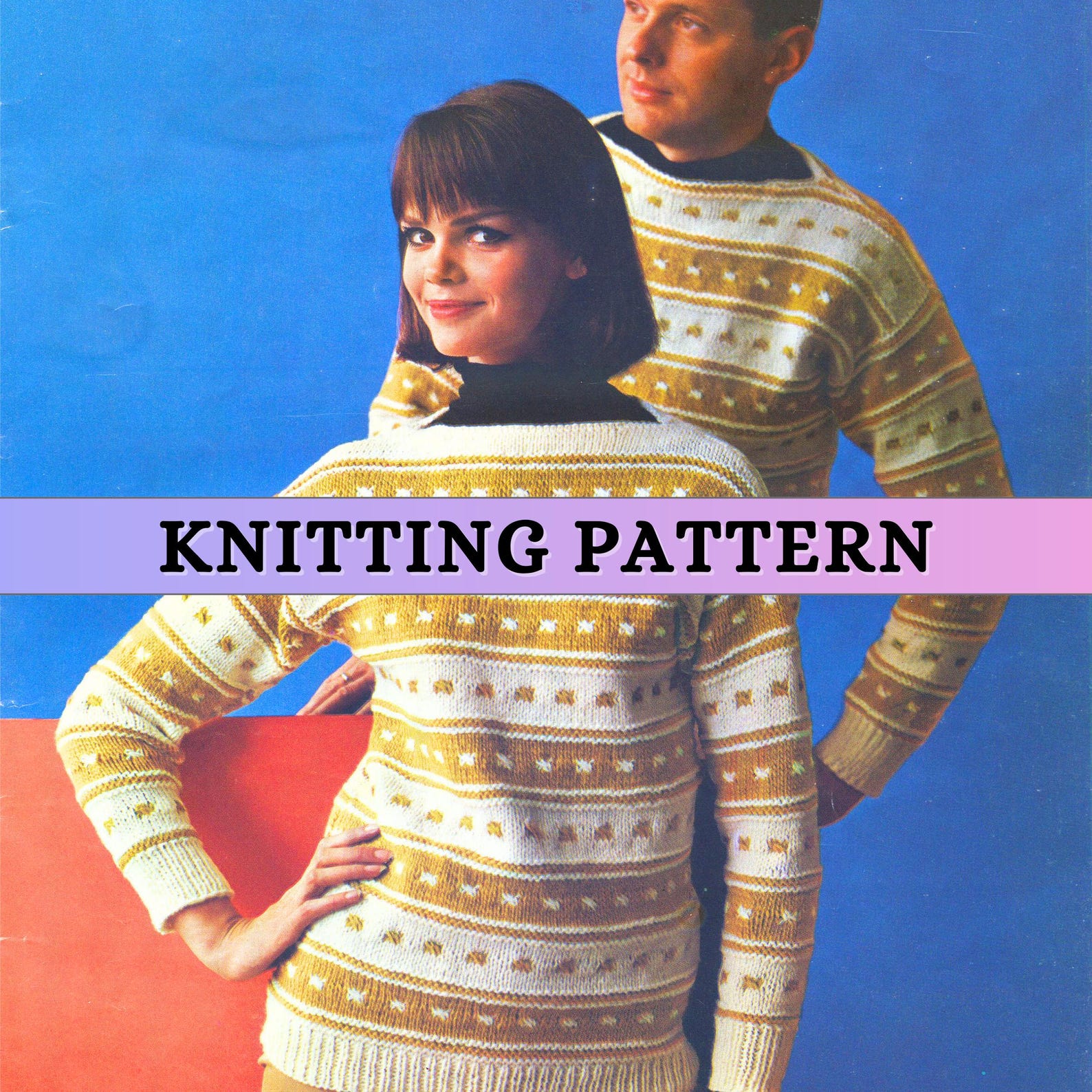 Colorwork Sweater Knitting Pattern Boatneck Jumper Mens Womens Classic ...
