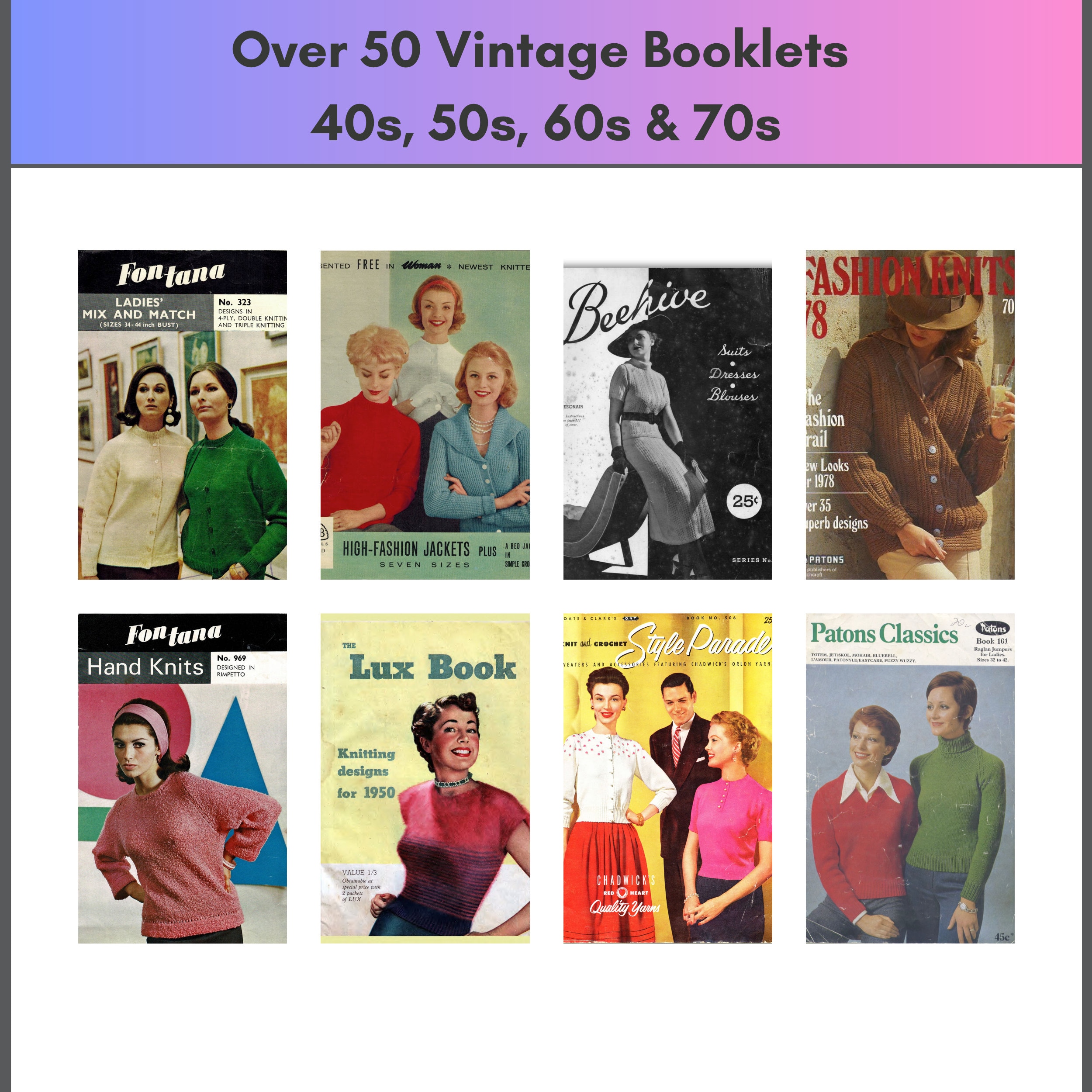 375 Vintage Knitting Patterns for Women, Jumpers Patterns, Ladies ...