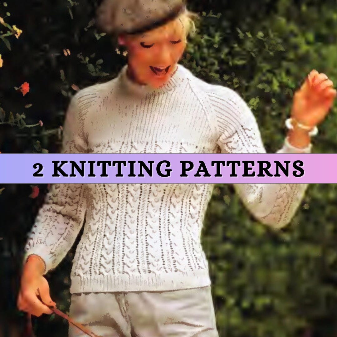 Rib Yoke Sweater Pattern Cable Knit Aran Women Leg Warmers Knitting ...