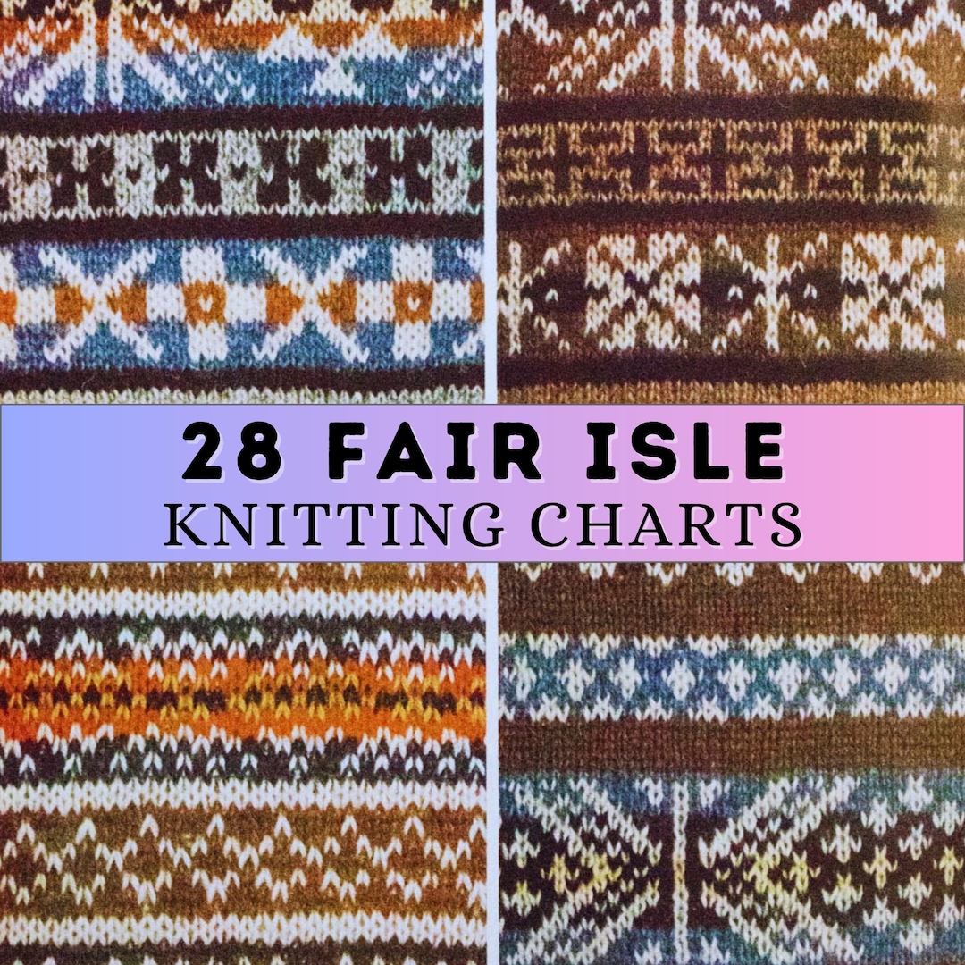 Fair Isle Knitting Chart Patterns Sample Stitch Bundle 70s Vintage ...