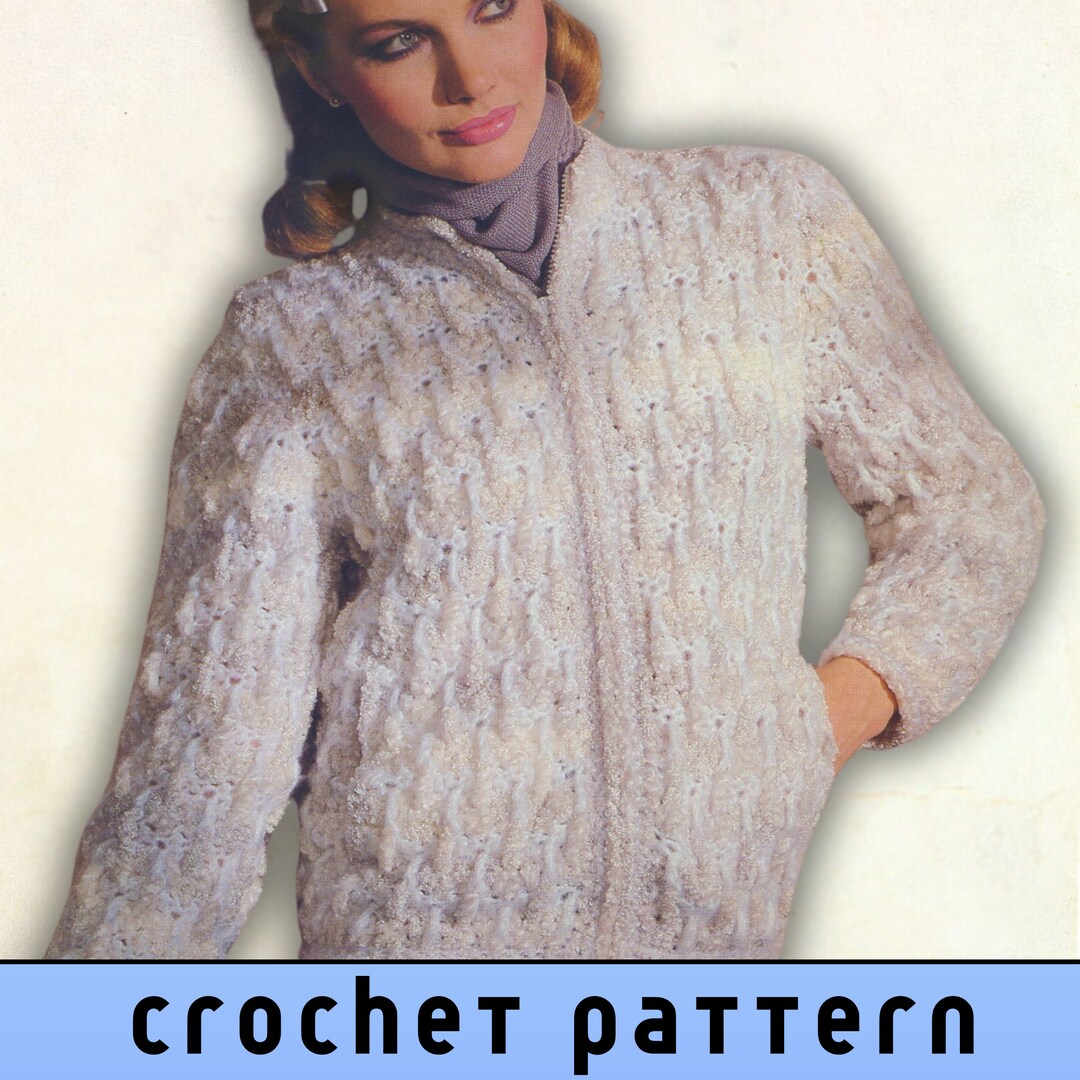 Bomber Jacket Crochet Pattern Womens Adult Crochet Cardigan Pattern ...