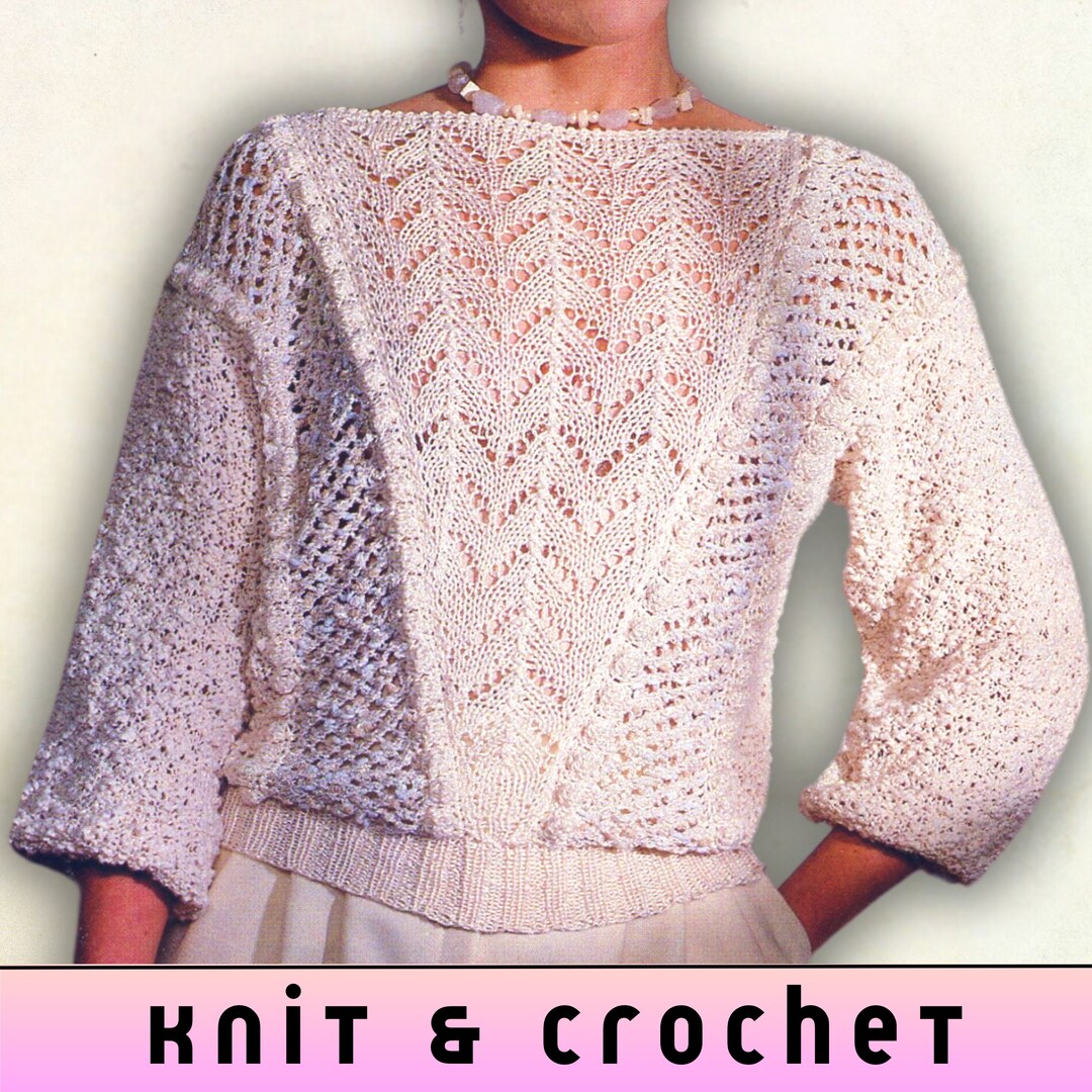 Womens Lace Sweater Pattern Knit Crochet Sweater Loose Knit Sweater ...