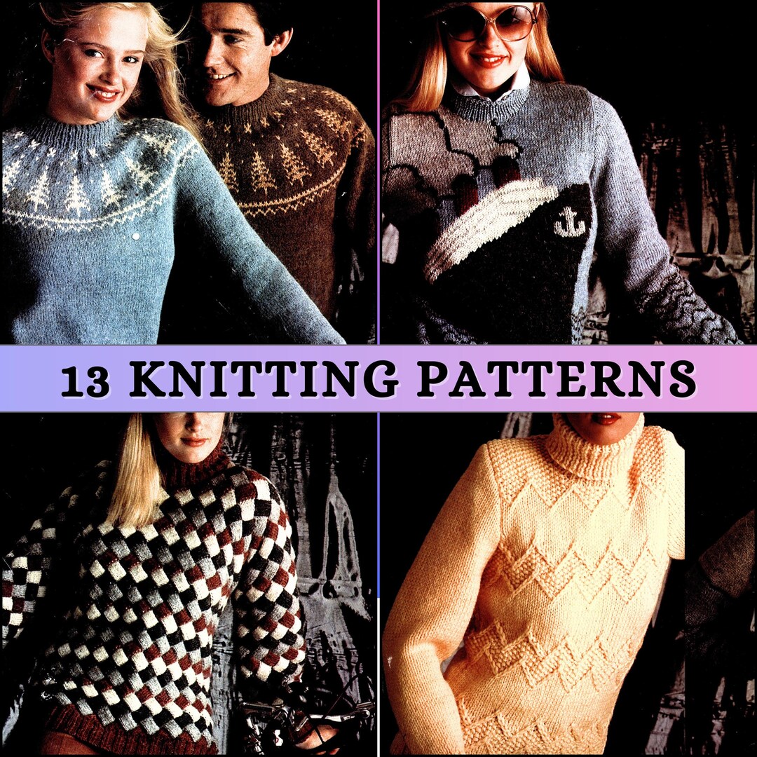 Roll Neck Sweater Women Autumn Knitting Pattern Bundle Patons 80s ...