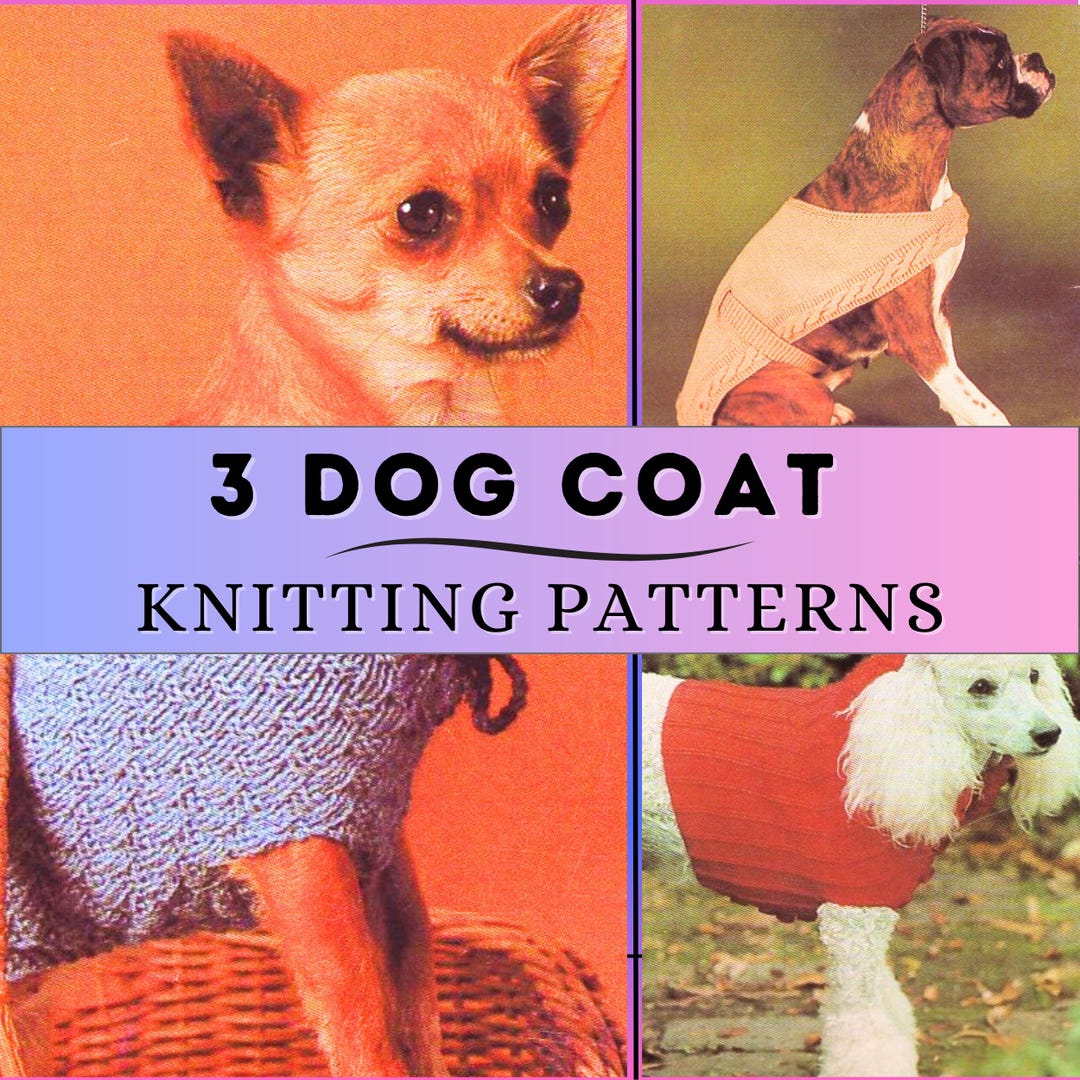 Dog Coat Knitting Pattern Dog Sweater Knit Small Medium Large Dog ...