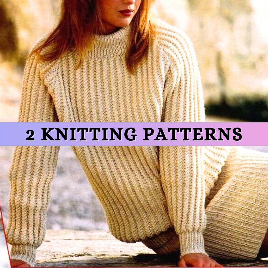 Roll Neck Sweater Knitting Pattern Women Worsted Raglan Polo Knit ...