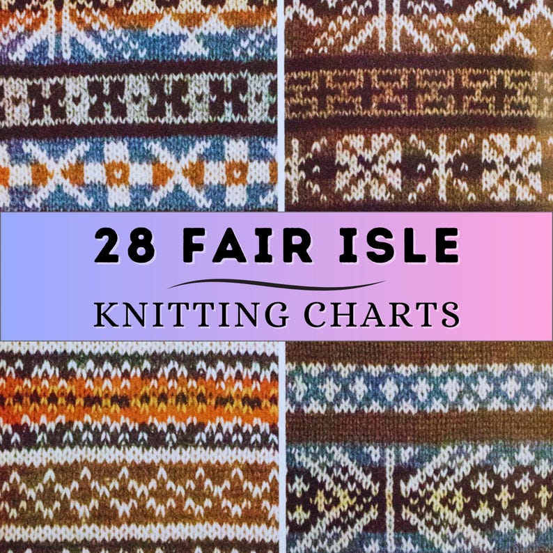 Fair Isle Knitting Chart Patterns Sample Stitch Bundle 70s Vintage ...