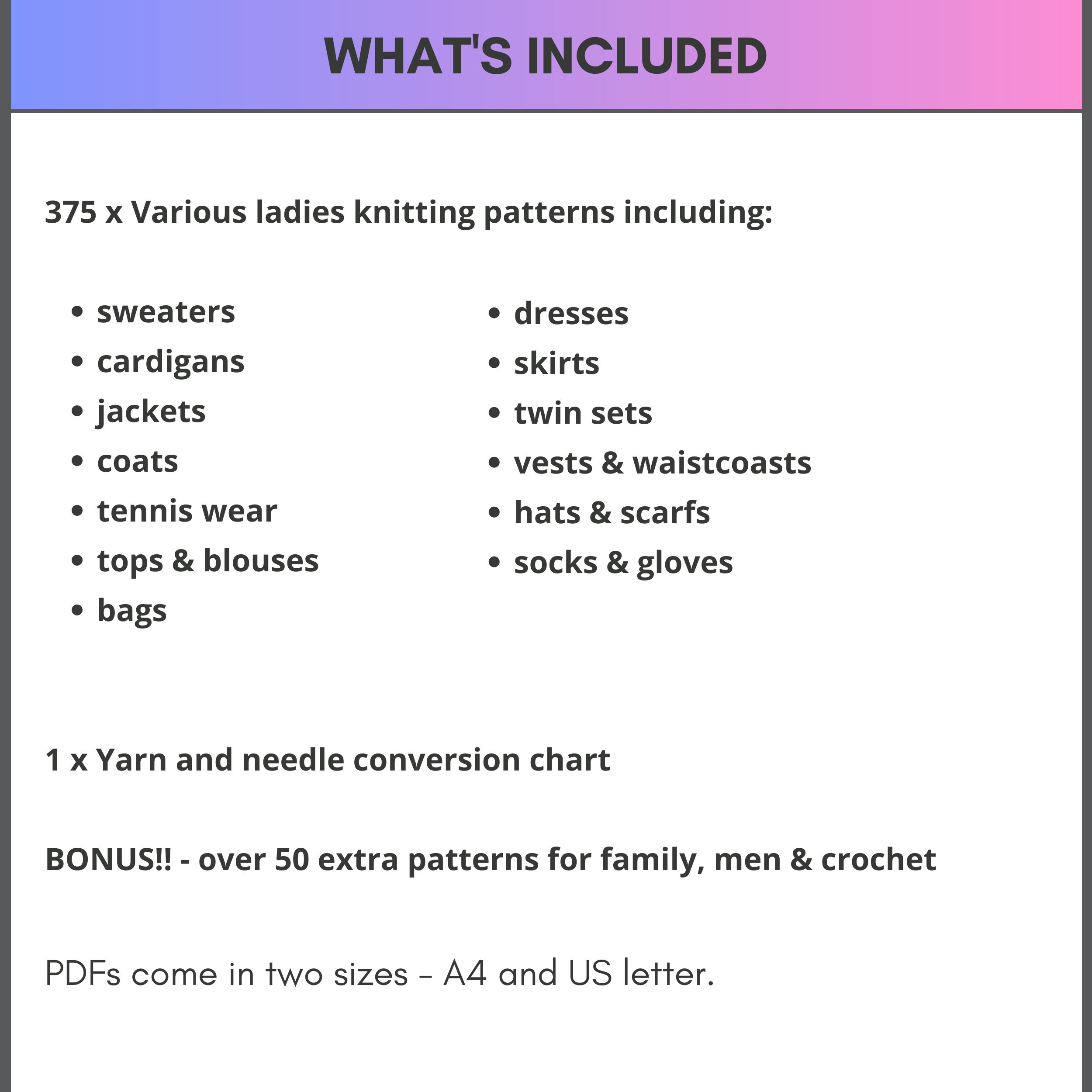 375 Vintage Knitting Patterns for Women, Jumpers Patterns, Ladies ...