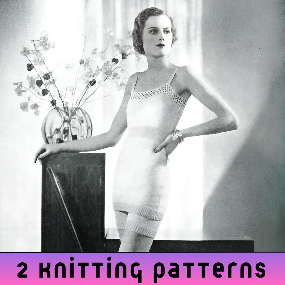 30s Camisole Knitting Pattern, Vintage Knit Vest Top and Knickers Set ...