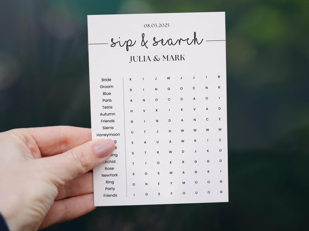 Event Guest Fun Games - Word Search Puzzle, Custom Sip and Search ...