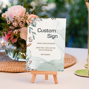 Printable Sign Template, Editable Custom Sign, Wedding Sign, Floral ...