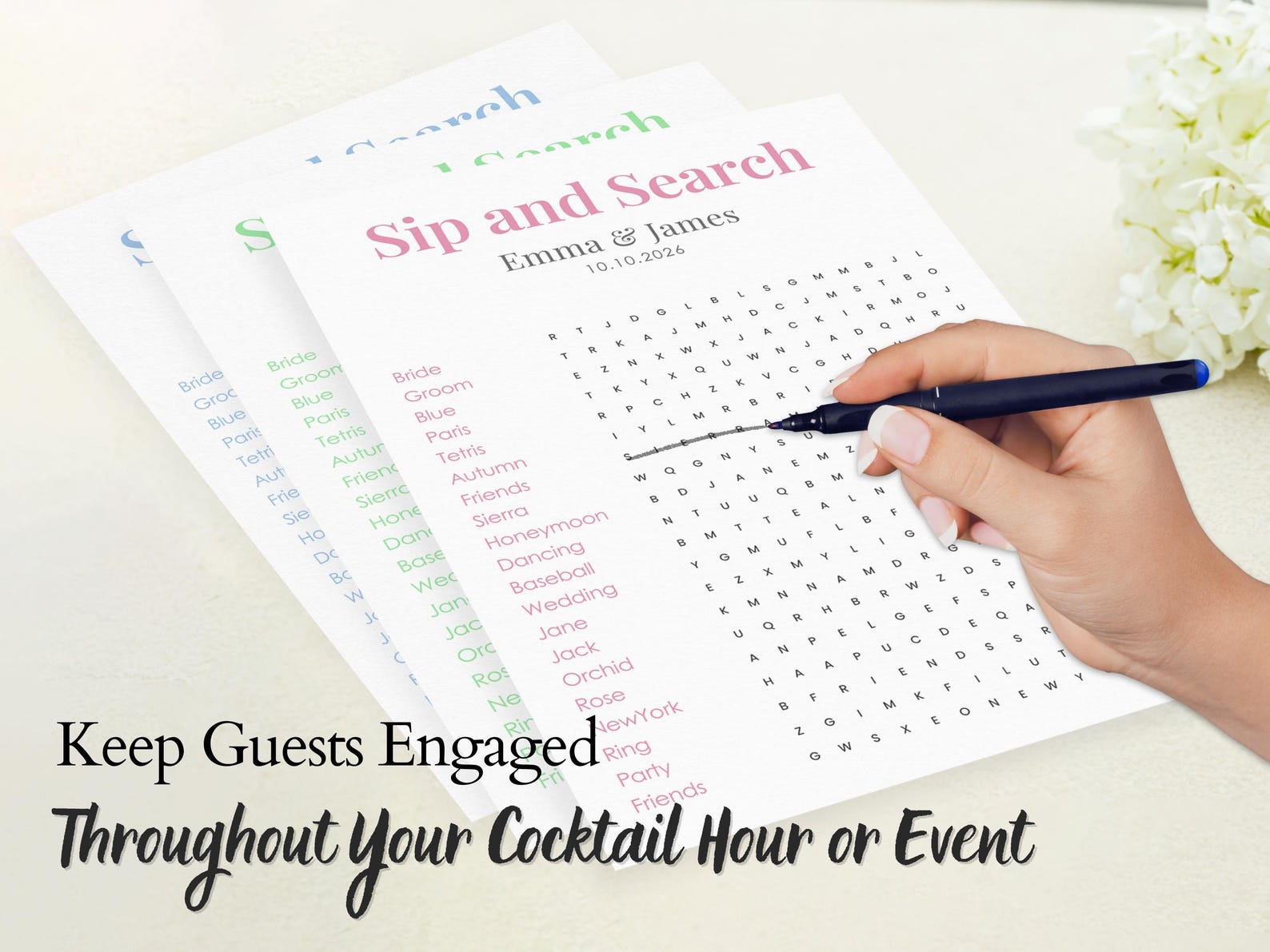 Wedding Word Search Game: Sip & Search, Printable Template (digital ...