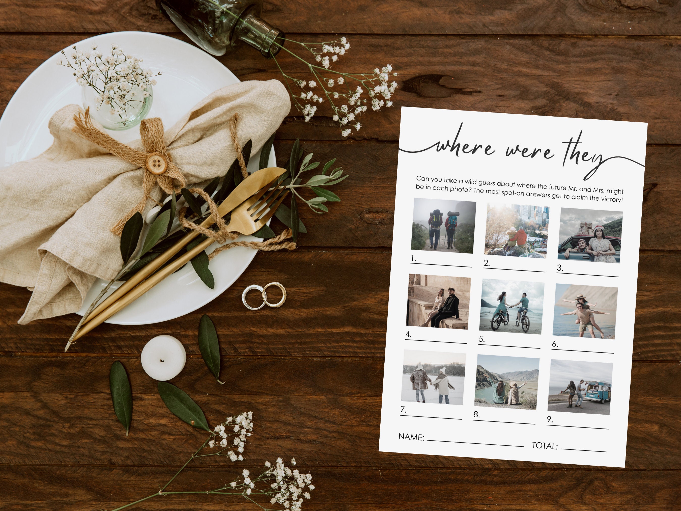 Where Were They Photo Guessing Game, Bridal Shower Game, 5x7 Inches, A5 ...