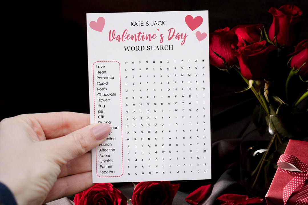 Custom Valentine’s Day Small Word Search Puzzle Game, Valentine's Day ...