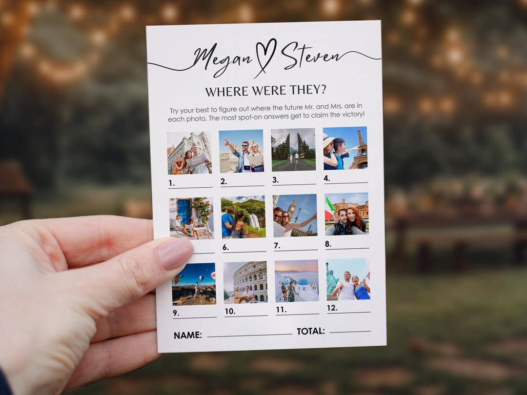 Custom Photo Guessing Game, Wedding Where Were They Game, Small Size ...