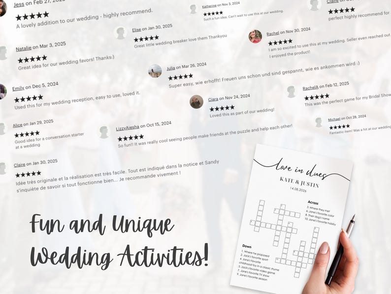 Custom Wedding Crossword Puzzle Game - Bridal Shower Activity (digital ...