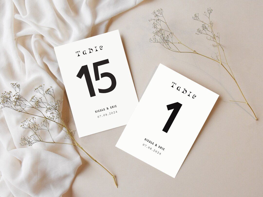 Editable and Printable Stylish Table Numbers Sign Template, Numbers ...