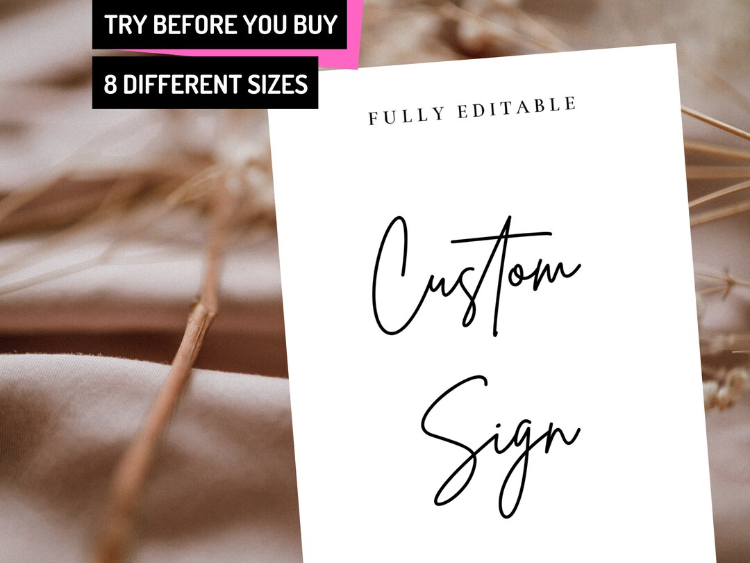 Minimalist Printable Custom Sign Template, Editable Custom Sign ...