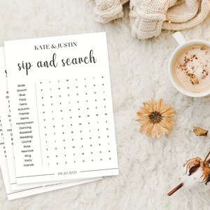 Wedding Guest Games - Word Search Puzzle, Custom Sip and Search Paper ...