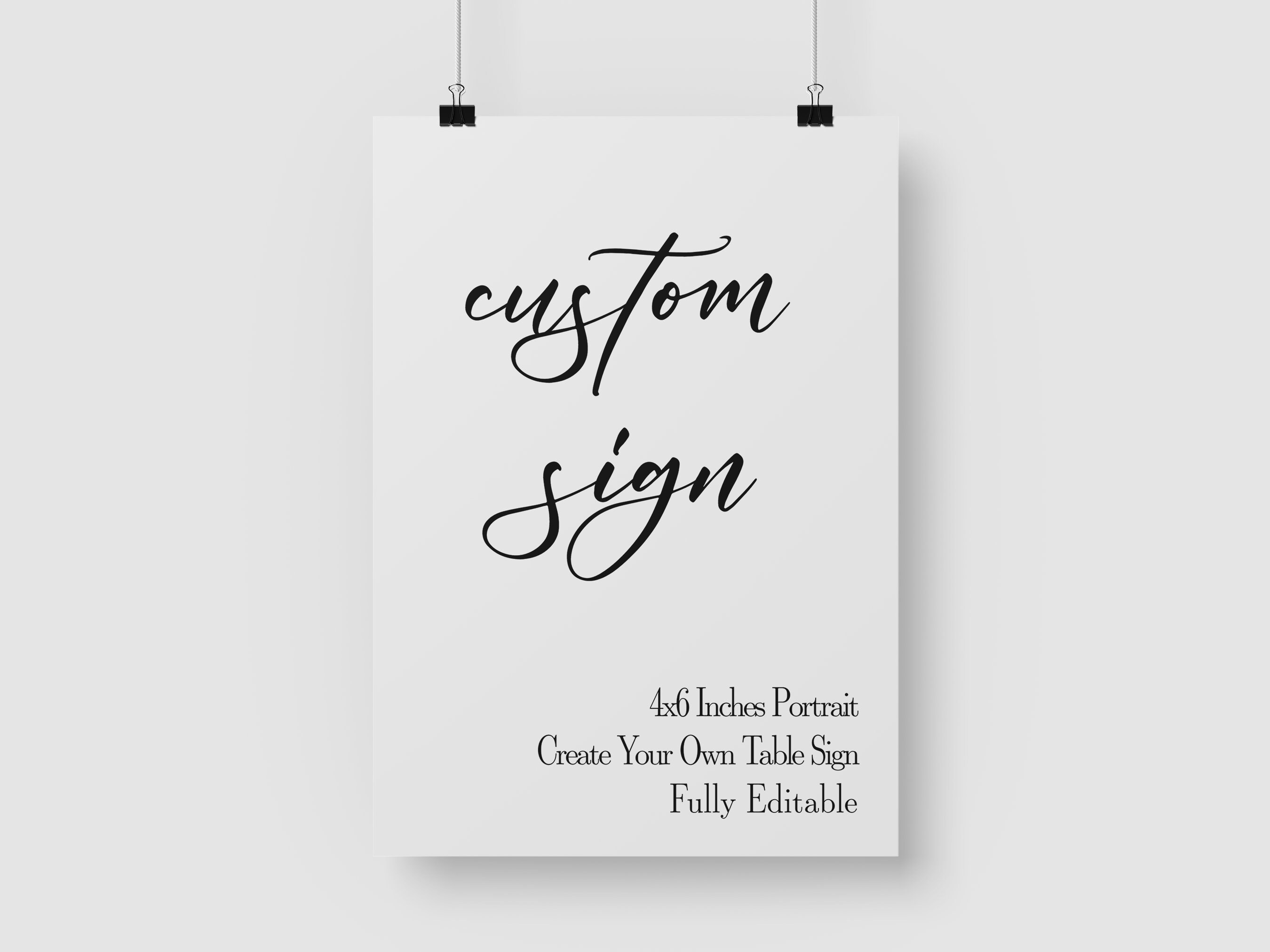 Editable Minimalist Custom Sign Template, Printable Custom Poster, 5x7 ...