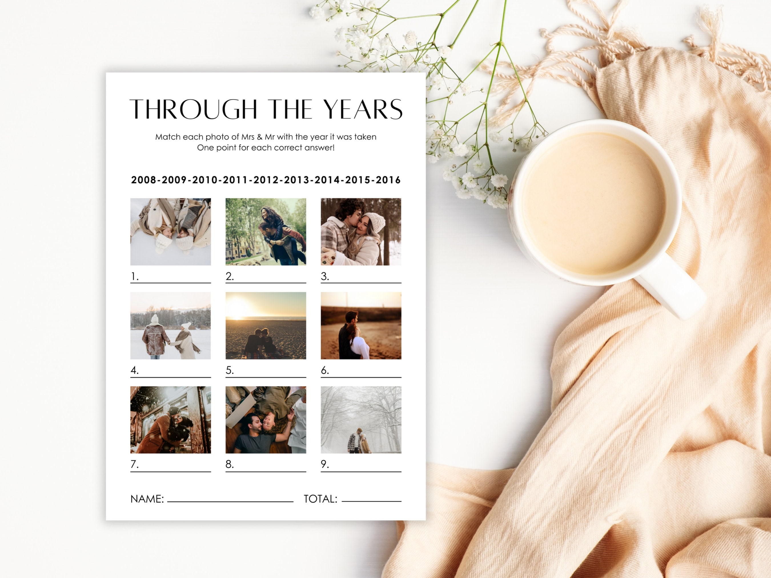 Couple Photo Guessing Game: 'through the Years' Party Game (printable ...