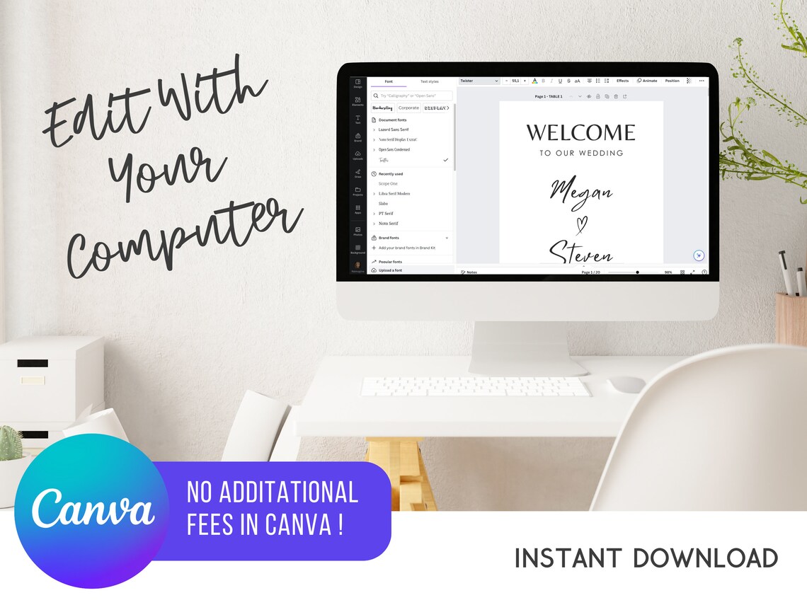 Wedding Welcome Sign, Custom Large Sign Template, Wedding Canva Sign ...