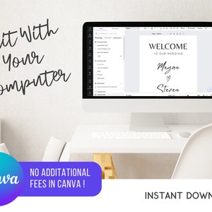Wedding Welcome Sign, Custom Large Sign Template, Wedding Canva Sign ...