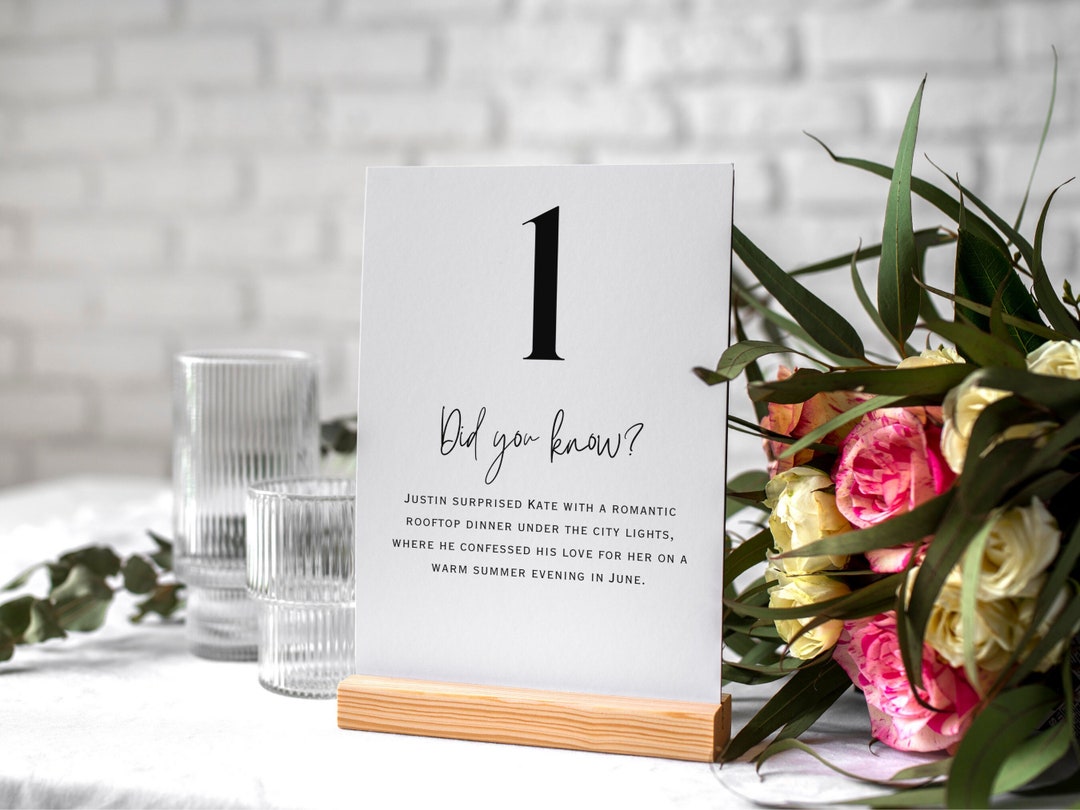 Love Story Wedding Table Numbers Sign: Editable Canva Template (digital ...