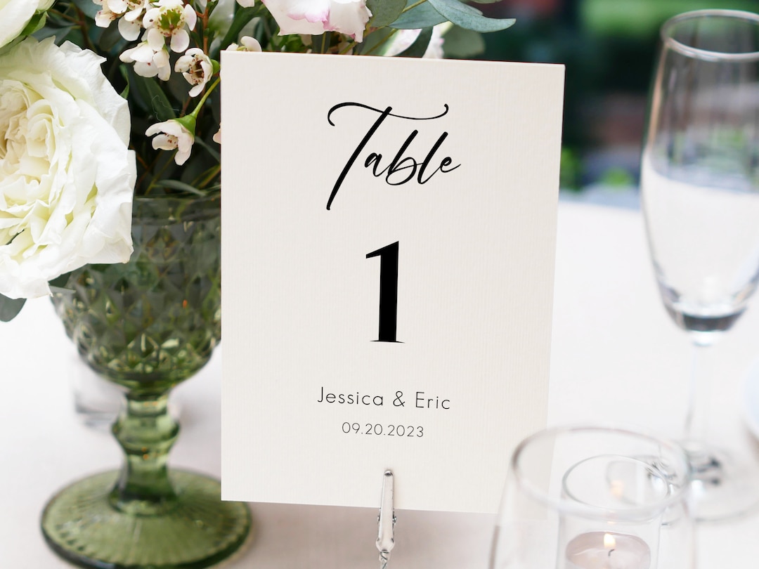 Minimalist Wedding Table Numbers, Table Cards Template, Typography ...