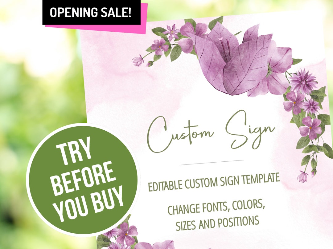 Editable Custom Sign Printable Wedding Sign Sign Template - Etsy