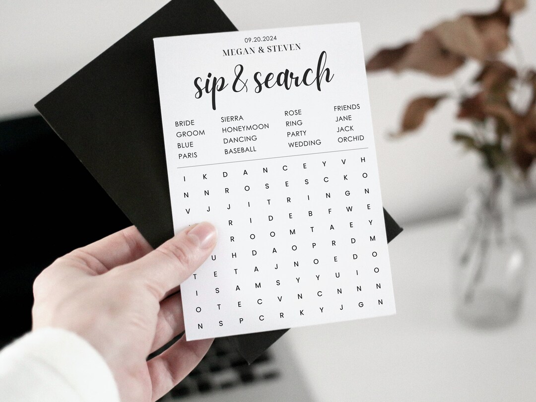 Editable Word Search Game Template, Bachelorette Party, Cocktail Hour ...