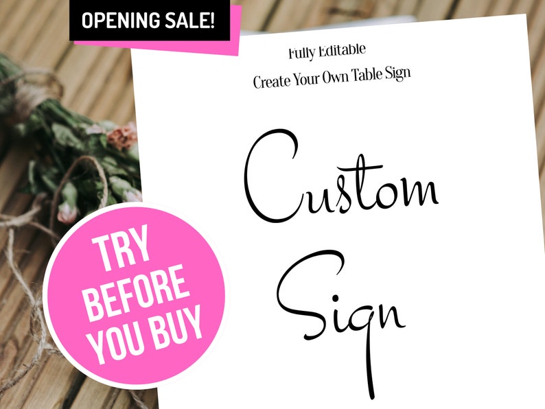 Printable Minimalist Custom Table Sign Editable Custom Sign - Etsy