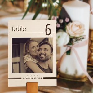 Custom Photo Table Numbers Sign Template, Editable Wedding Table Cards ...