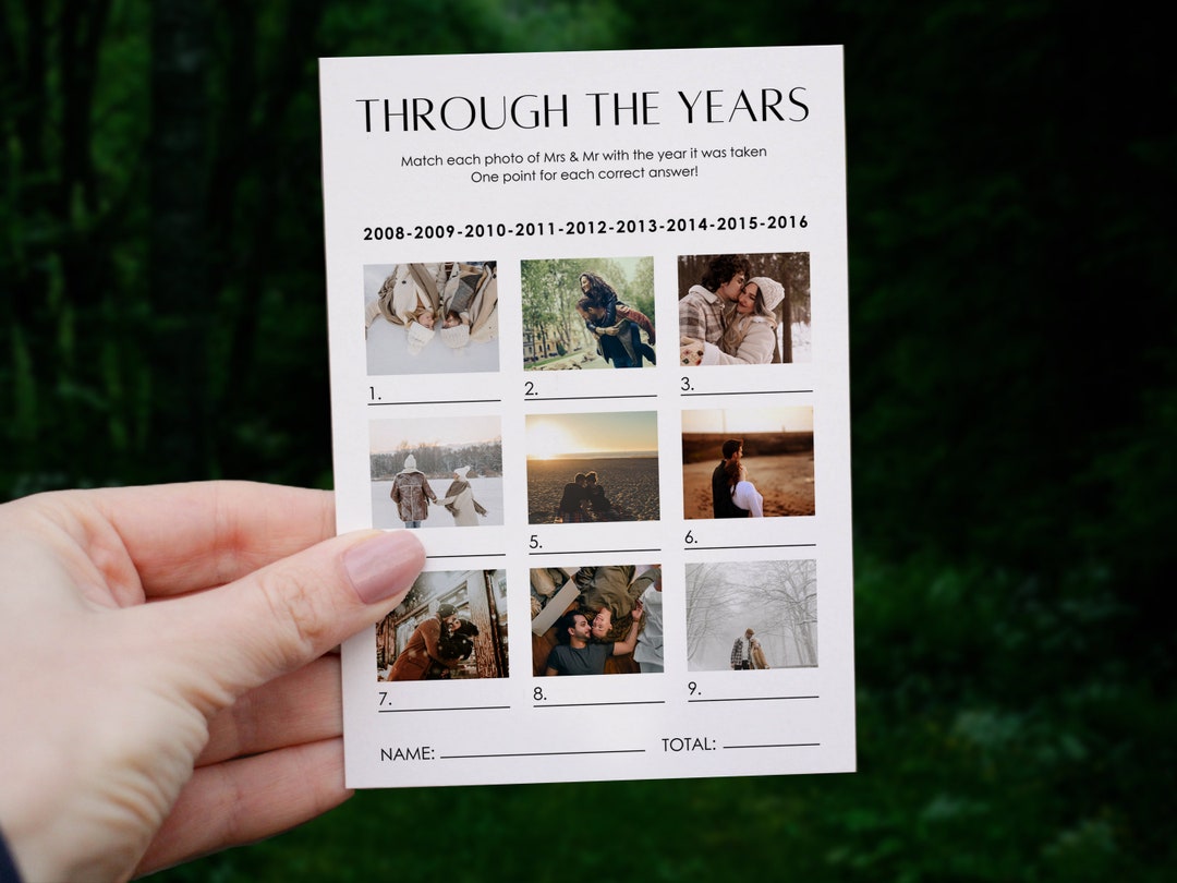 Couple Photo Guessing Game: 'through the Years' Party Game (printable ...